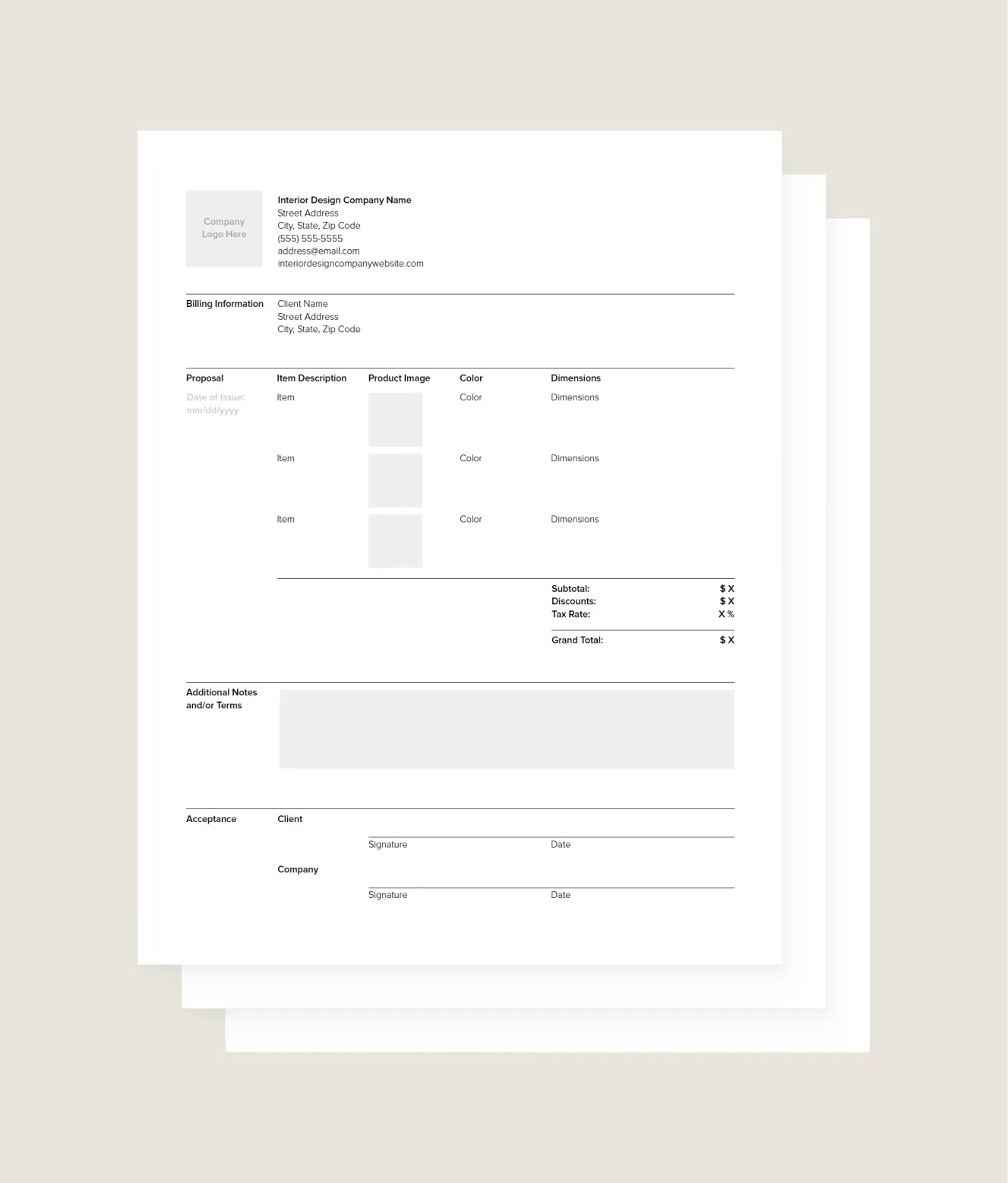 Interior Design Proposal Free Template + Guide